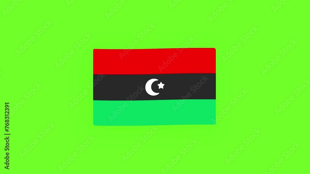Libya Flag isolated on Green Screen background. National Libya Flag ...