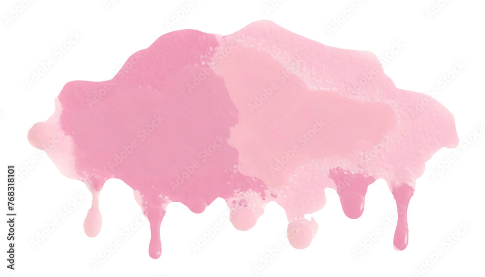 Isolated pink paint blob with drips for use in graphics as a background ...