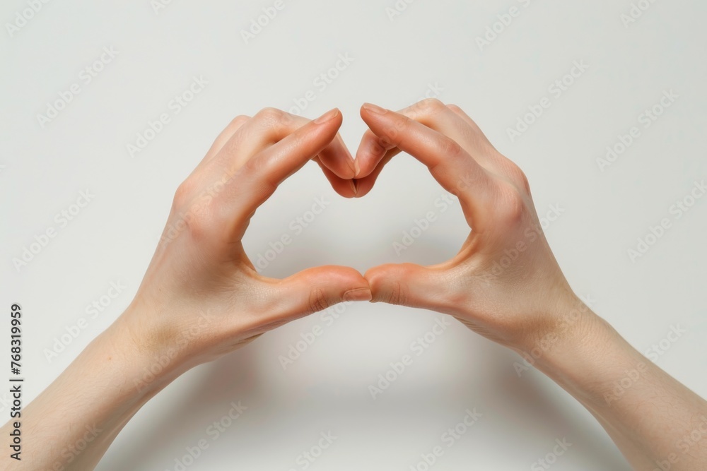 Two hands come together to form a heart shape, symbolizing love and ...