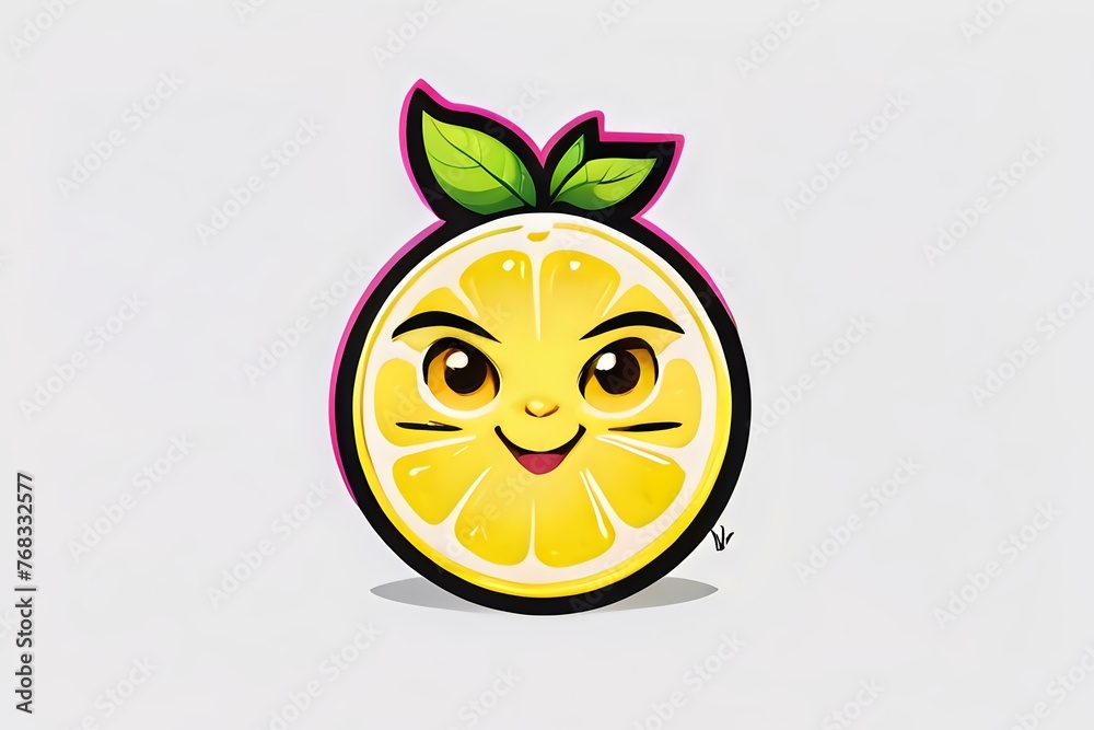 Smiling Lemon Slice. An isolated, smiling lemon slice, perfect for ...