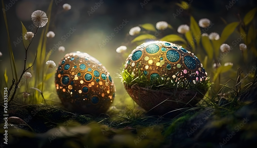 Summoning the mystical essence of Easter, depicting a surreal vision of ...