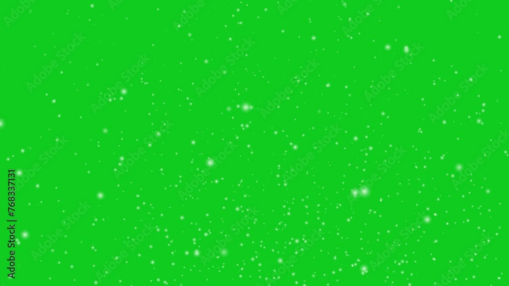 Snowfall overlay on green background. Big big falling snowflakes on ...
