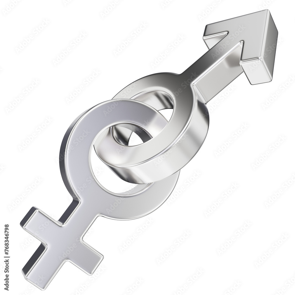 Hetero symbol in silver. 3d icon with metal texture. Heterosexual ...