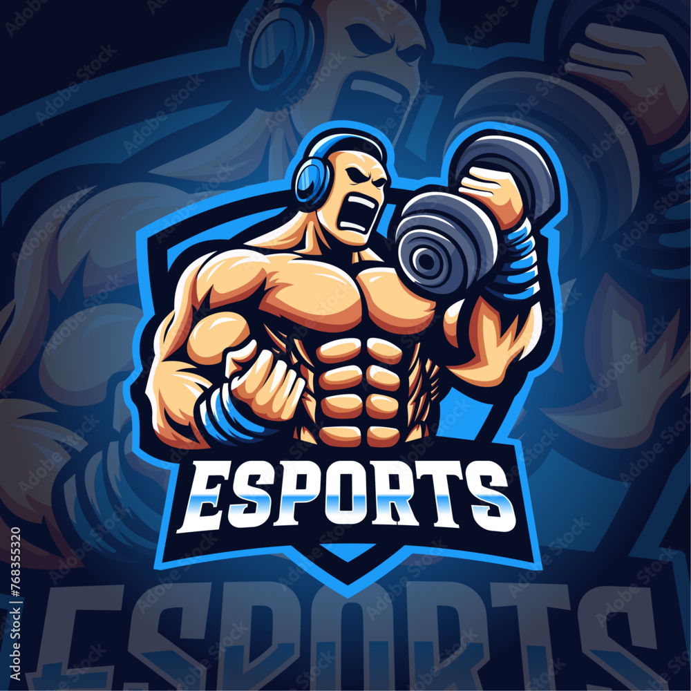 Muscular Man fitness mascot logo.Bodybuilders and fitness club logo ...