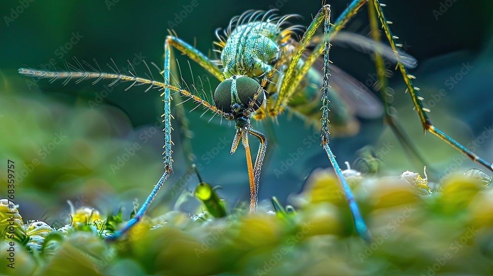 Intricate Microscopic Anatomy of Mosquito in Vivid Green Ecosystem ...