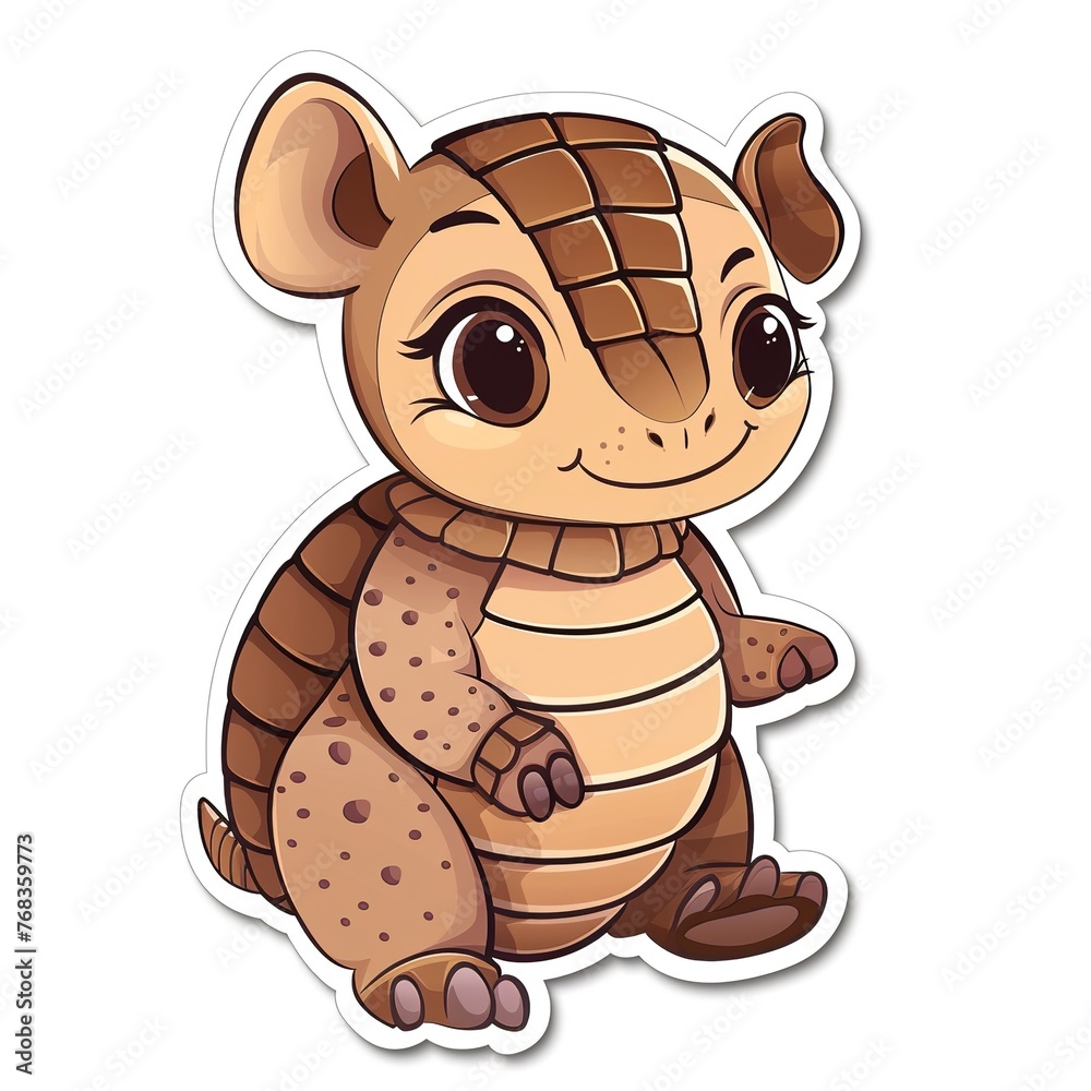 Adorable cute armadillo sticker in cartoon vector style illustration ...