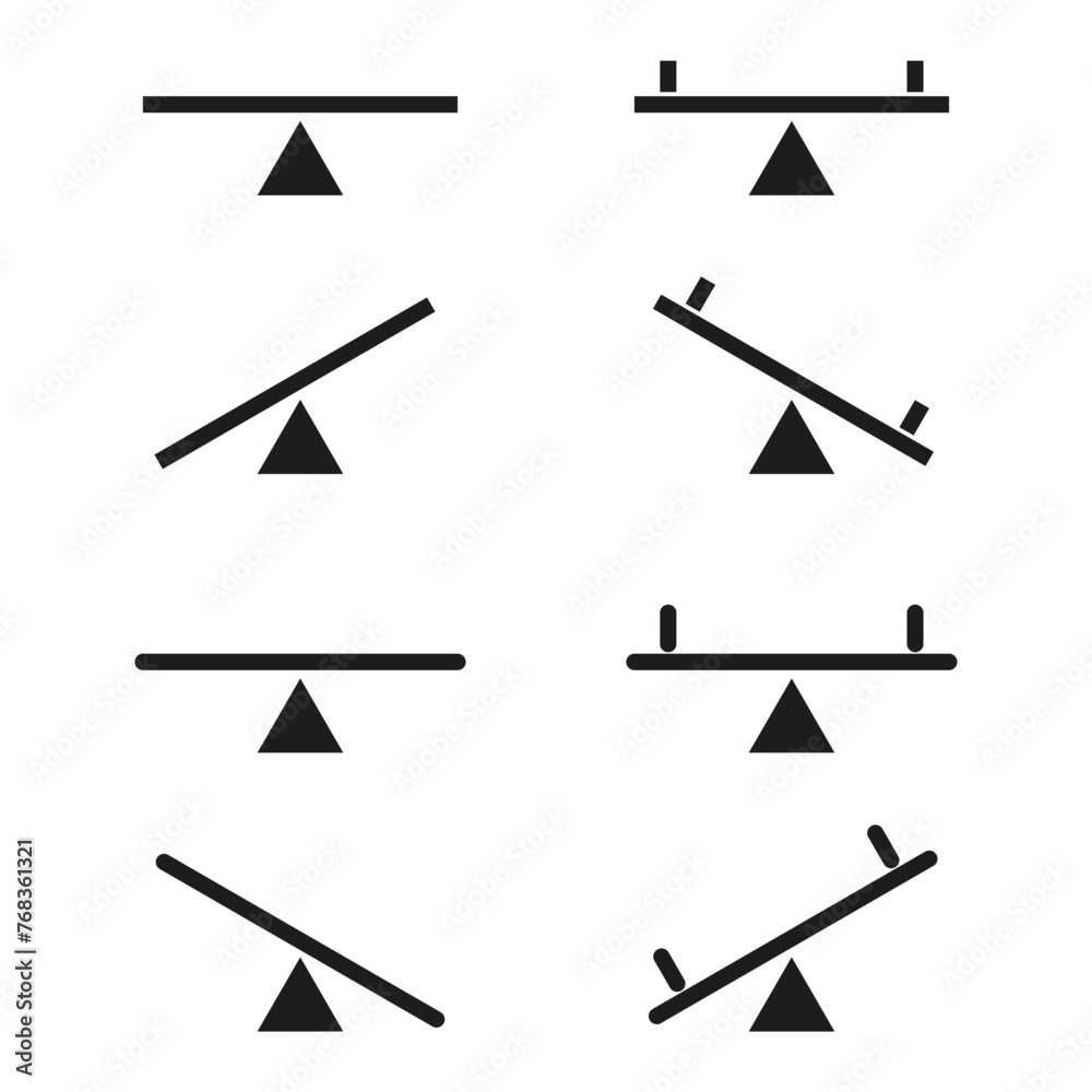 Balance scales icon set. Equality measurement symbols. Justice abstract ...