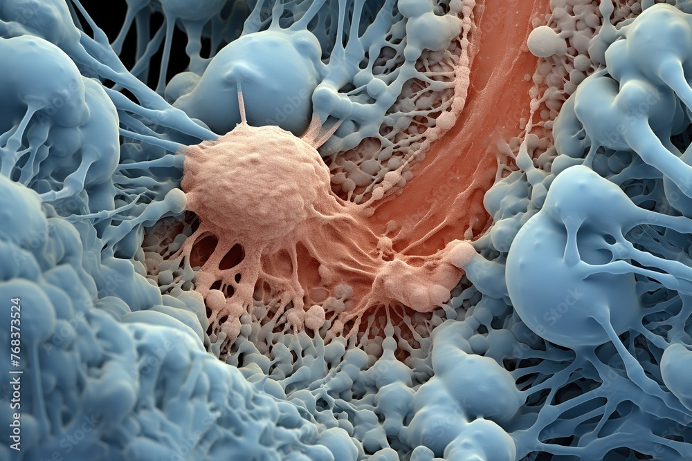 A cancer cell in a person with abnormal cells. A cancer cell on an ...