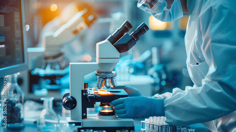 Scientists Conducting Research in Modern Lab . A team of focused ...