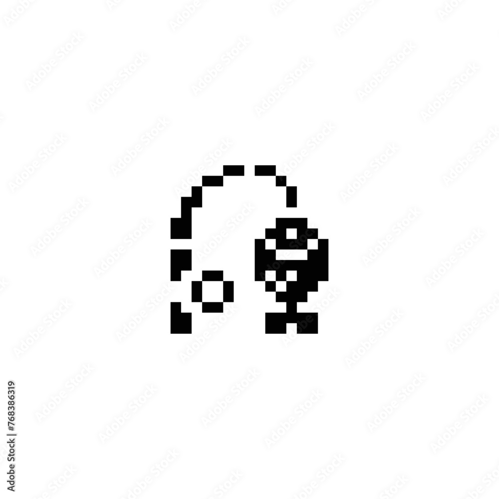 Fishing Pole. Fishing rod with blue fish logo pixel art style icon ...