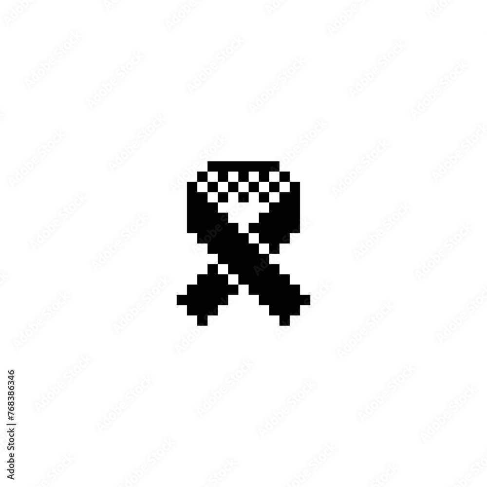 Reminder ribbon pixel art icon. emoji. Sticker design. Black mourning ...