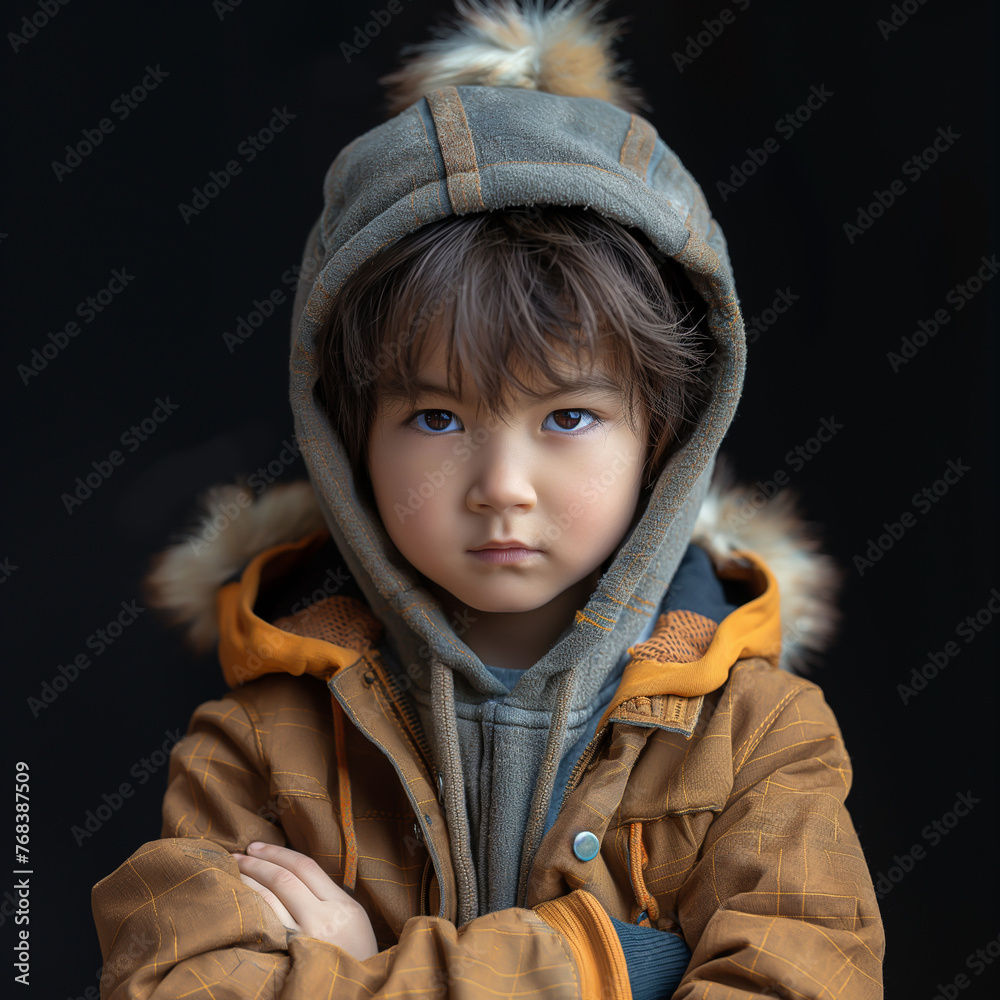 Portraits of people, straight faces, various nationalities, half body ...