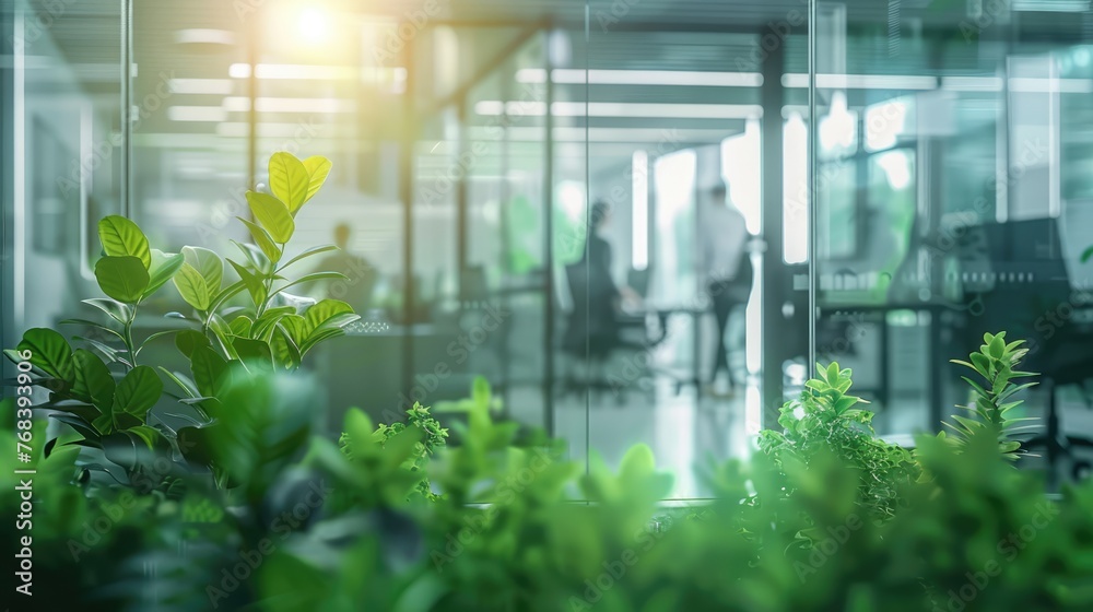 Green, sustainable and environmental office space with daily employee ...