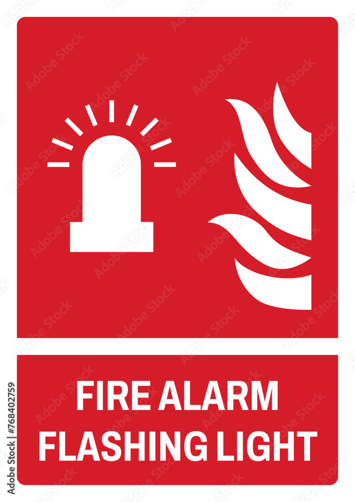 ISO fire prevention safety sign fire alarm flashing light size a4/a3/a2 ...