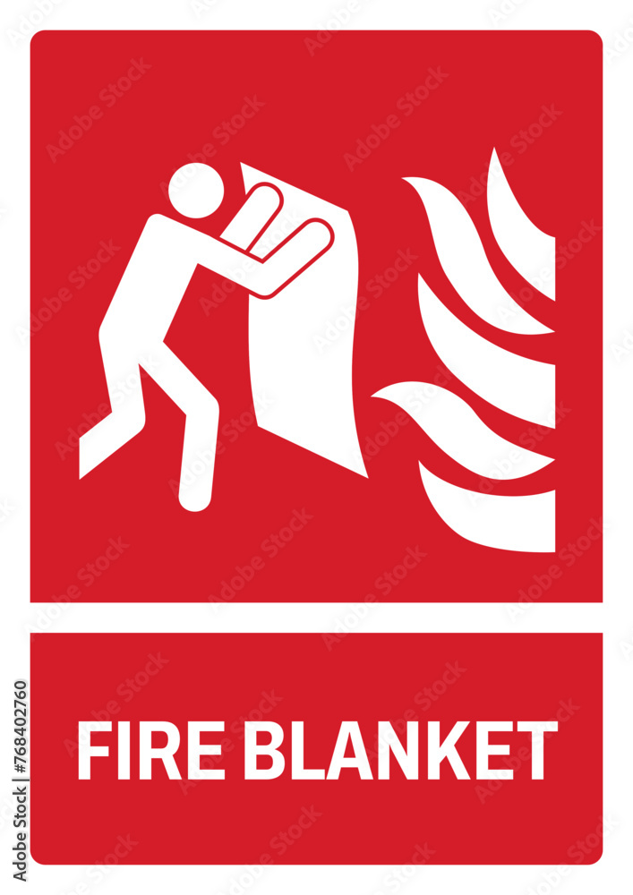 ISO fire prevention safety sign fire blanket size a4/a3/a2/a1 Stock ...