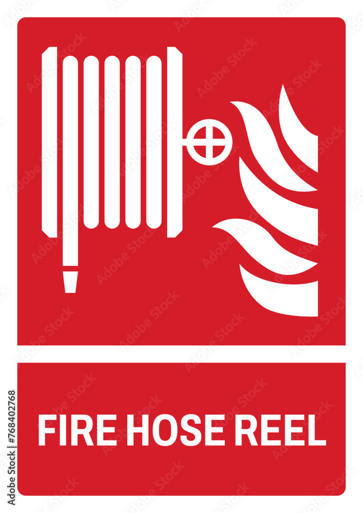 ISO fire prevention safety sign fire hose reel size a4/a3/a2/a1 Stock ...