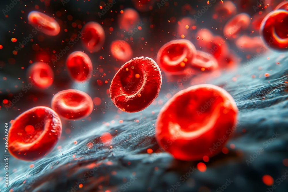 A close up of red blood cells with a blurry background. Concept of ... A close up of red blood cells with a blurry background. Concept of ...