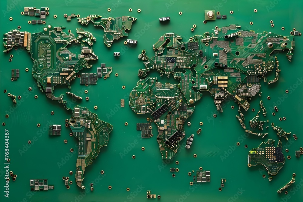 Global Trade and Market Connections Represented by Electronic Circuit ...