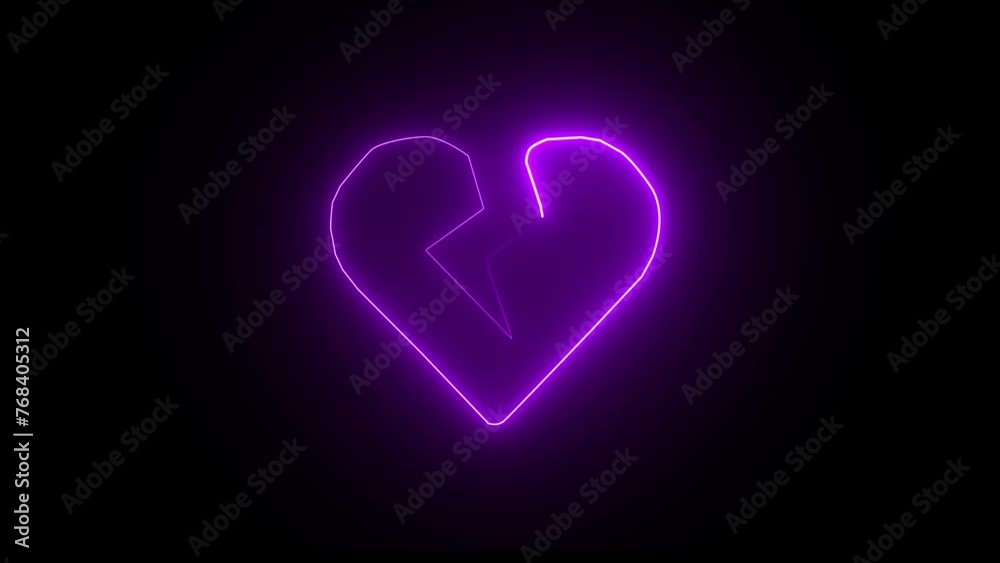 Broken Heart neon sign appear in center and disappear after some time ...