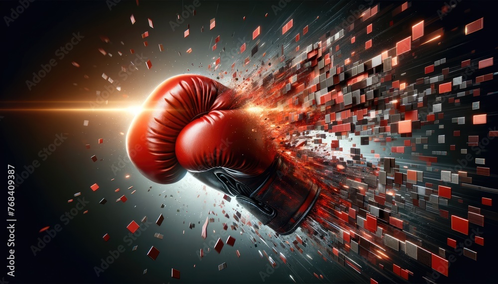dynamic boxing glove delivering a powerful punch with explosive energy ...