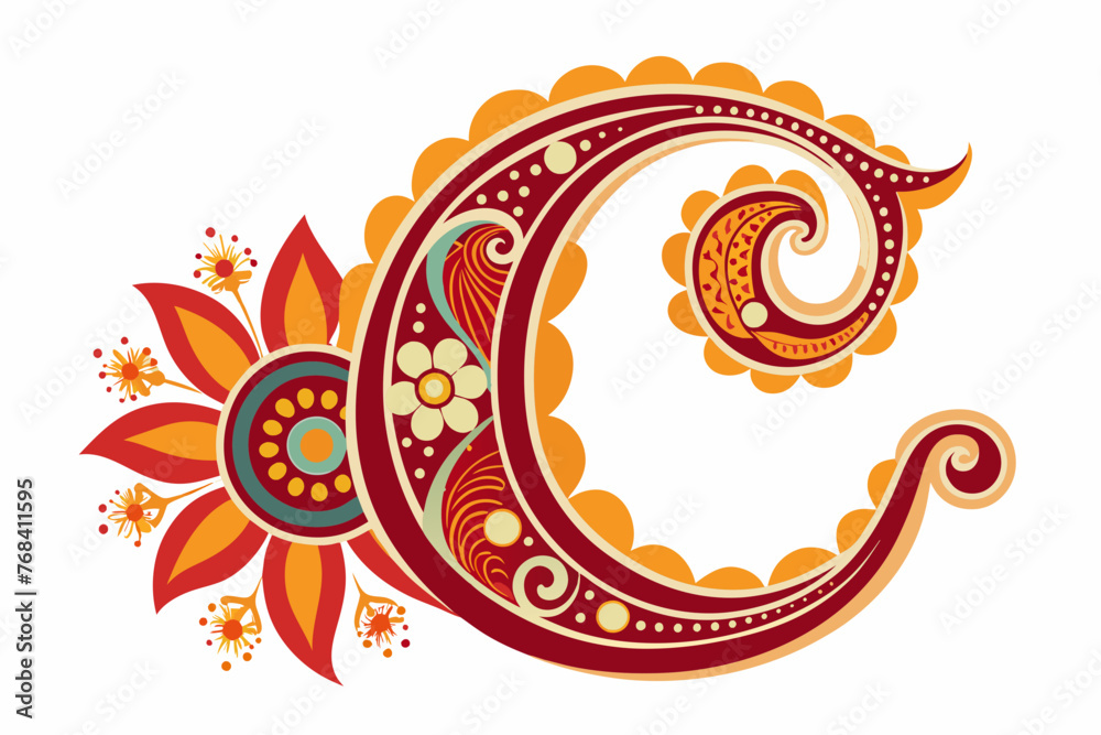 letter-mehndi--design-for-use-hand--c--with-white- background Stock ...