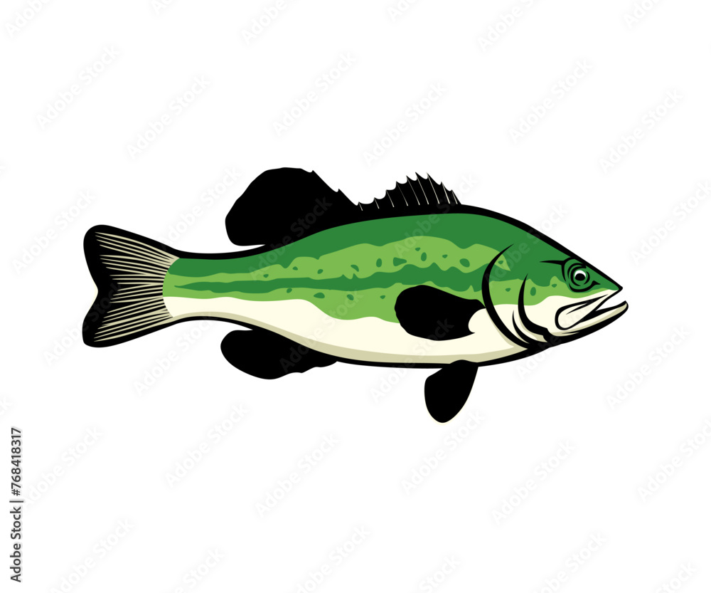 Largemouth Bass logo Vector, Unique Largemouth Bass Fish jumping out of ...