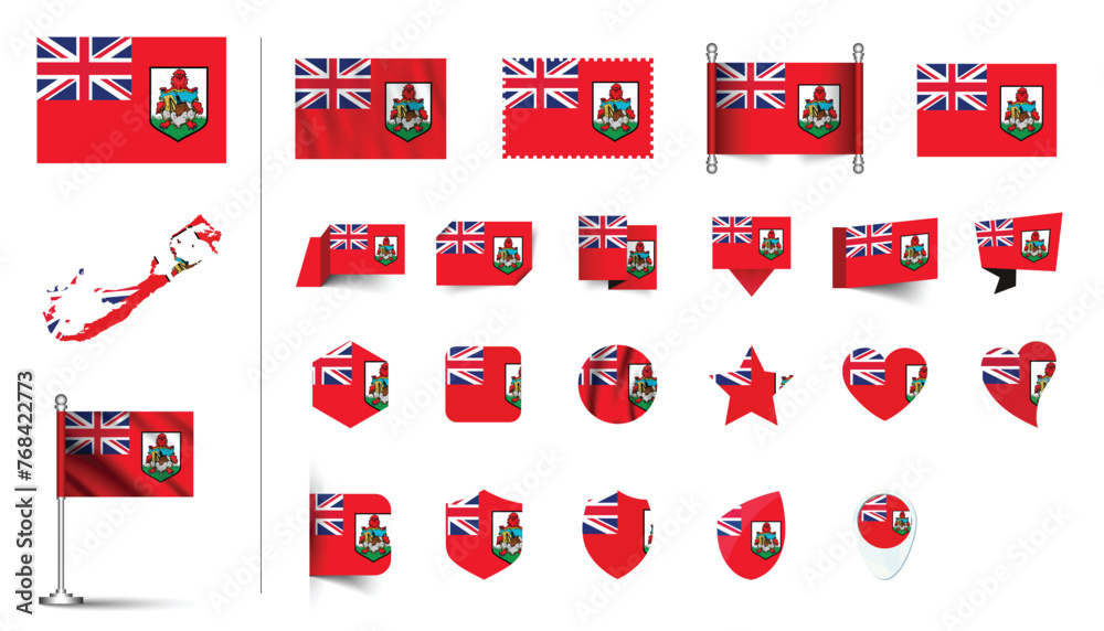 set of Bermuda flag, flat Icon set vector illustration. collection of ...