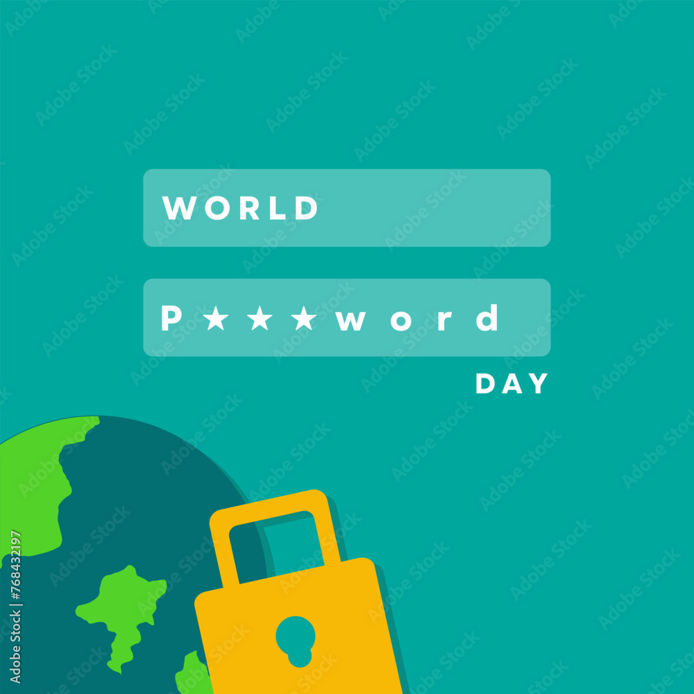 World Password Day poster. Earth and padlock. Great for cards, banners ...