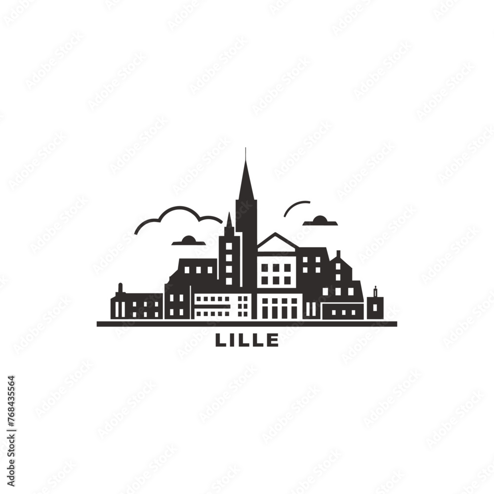 Lille cityscape skyline city panorama vector flat modern logo icon ...