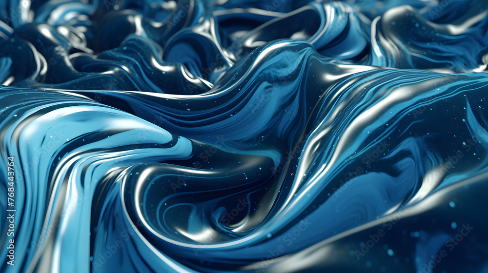 Digital technology liquid metal forms blue abstract graphics poster web ...