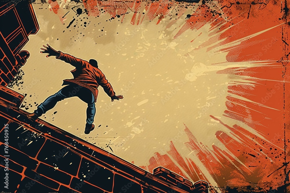 Subtle comic action sweeps around a clear mockup space v Stock ...