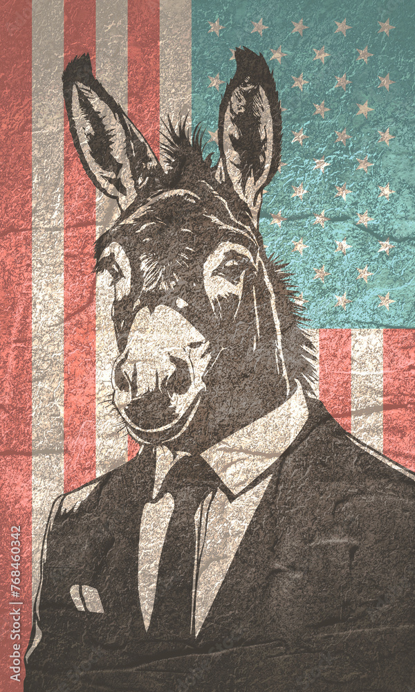 Politician is associated with a donkey. Anthropomorphized donkey ...