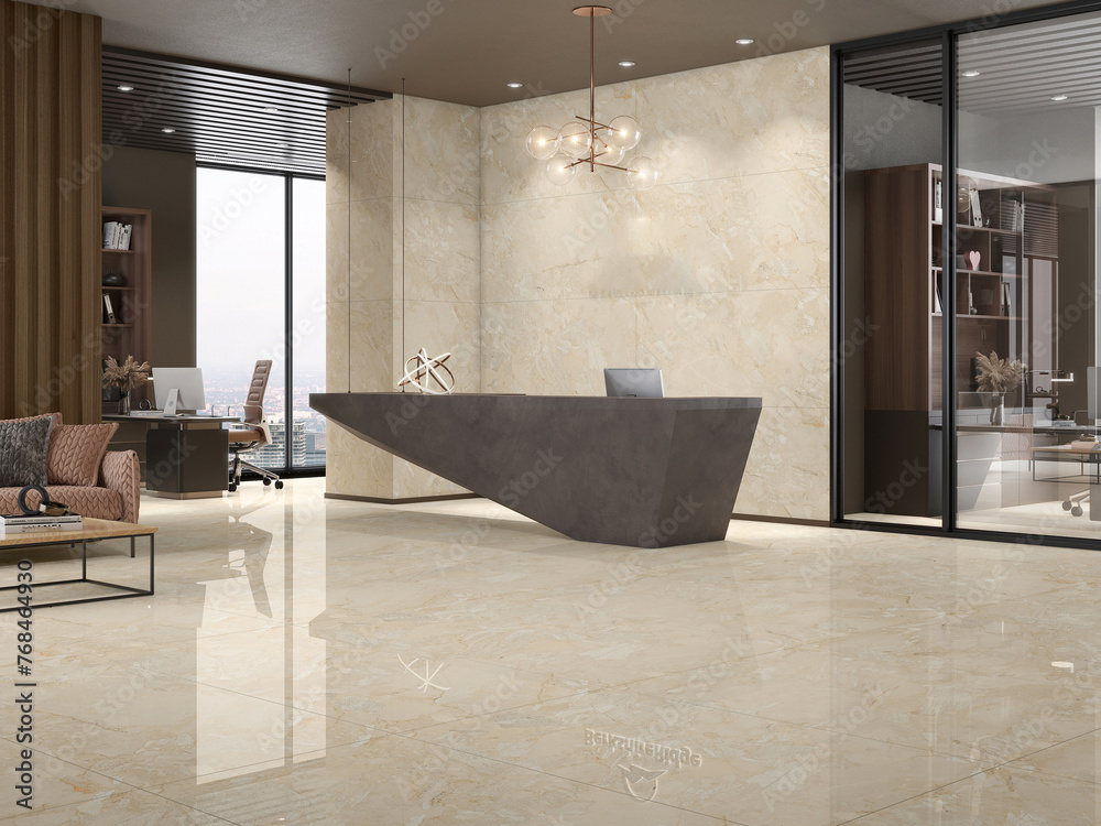 Luxury elegance reception area interior design with modern reception ...