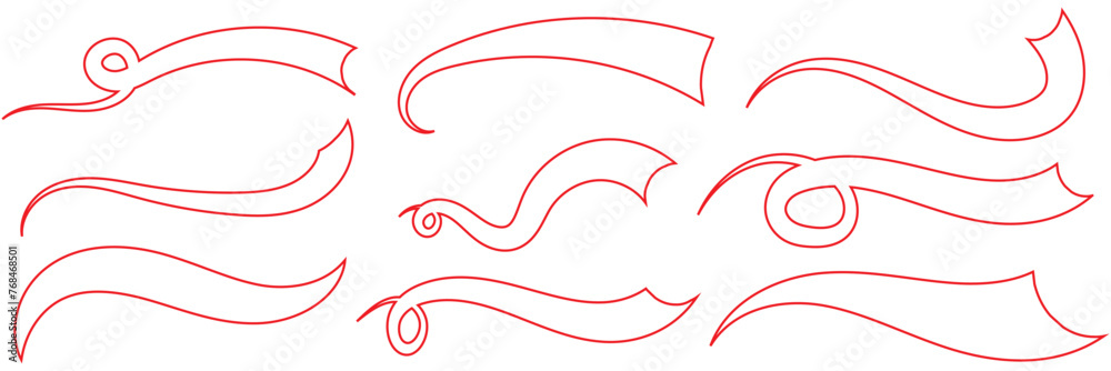 Vetor de Set of Swoosh and swoop underline typography tails shape in ...