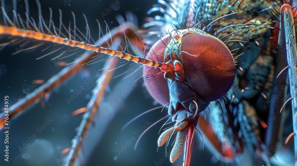 Detailed look at a mosquito's proboscis, revealing its piercing and ...