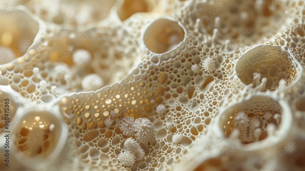 Microscopic perspective of bread mold, displaying its spore-producing ...