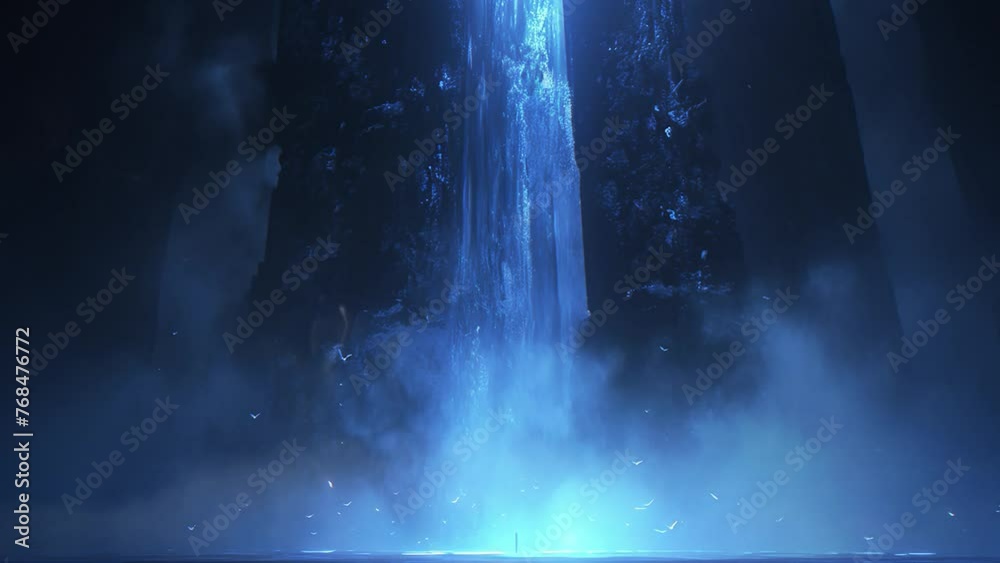 dark waterfall edge droplet suspended subtle aura. seamless looping ...