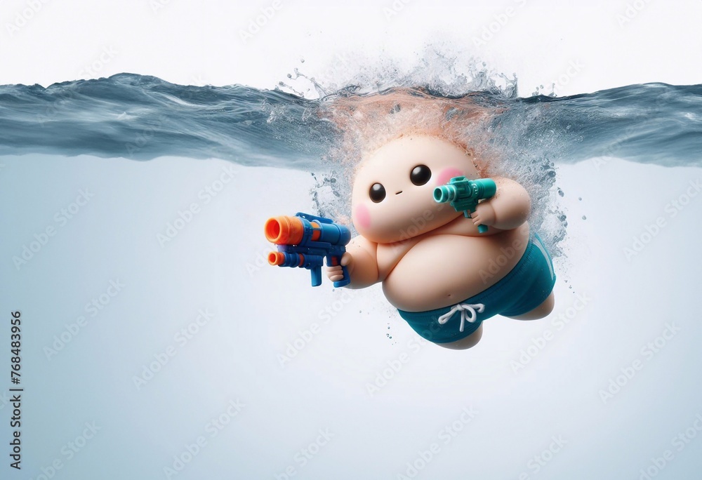 Boys, girls, fat kids playing with water guns, Songkran Day, Water ...