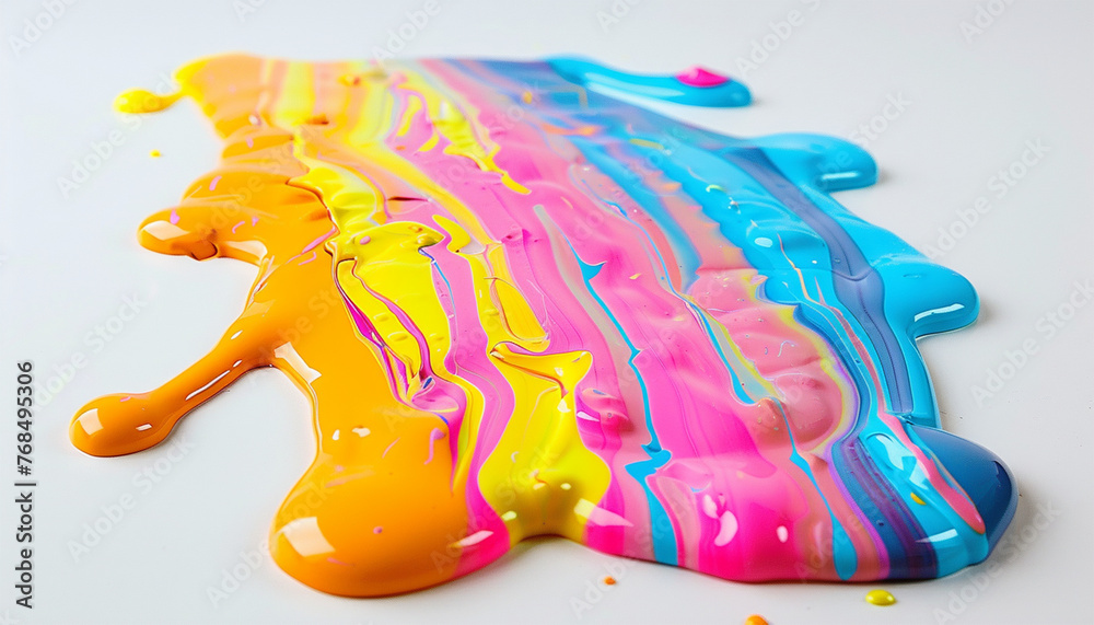 Prismatic Perfection: Vivid Rainbow Slime Against a Pure White Backdrop ...