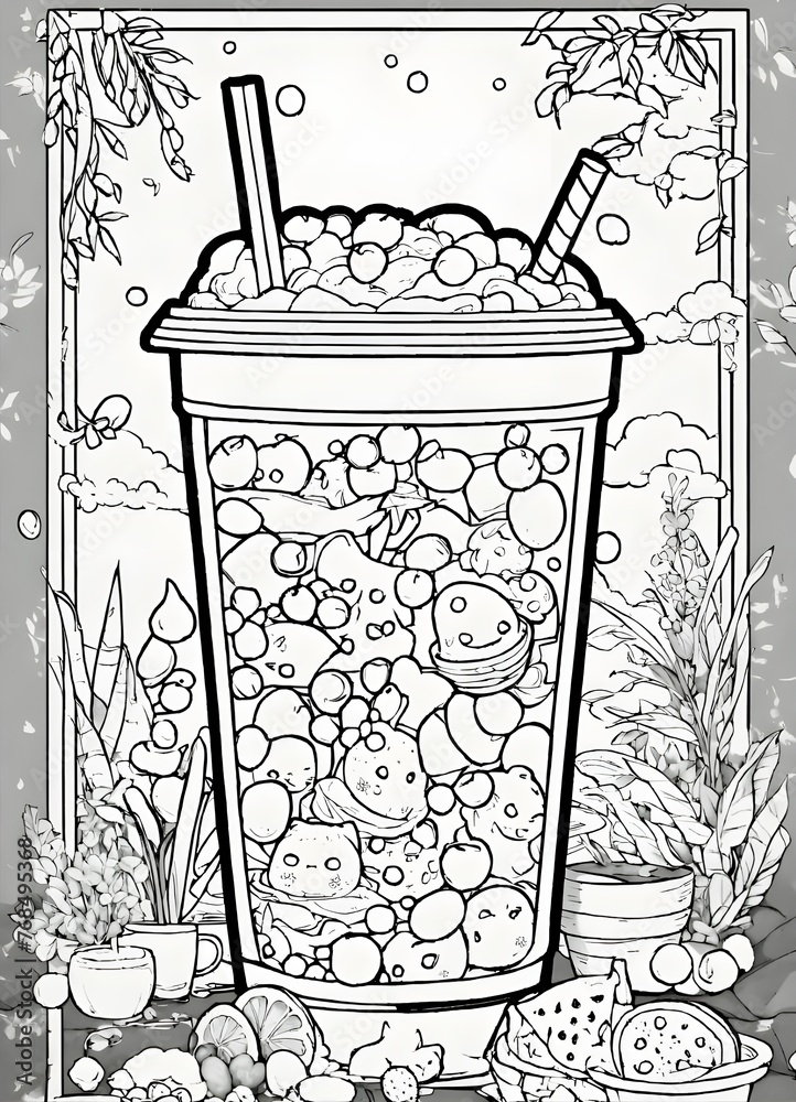Bubble Tea Cup Coloring Pages: Fun and Creative Activity for All Ages ...