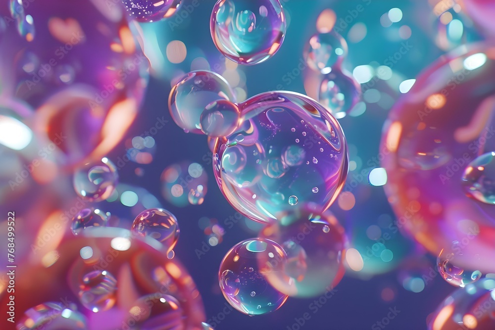 Colorful bubbles in a realistic generative AI cleaning simulation ...