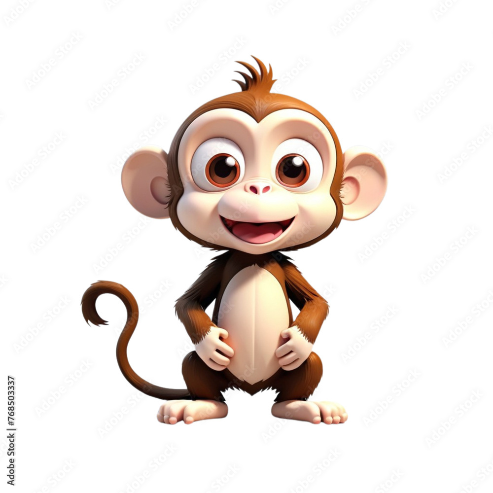 3d rendering of cartoon monkey on Isolated transparent background png ...