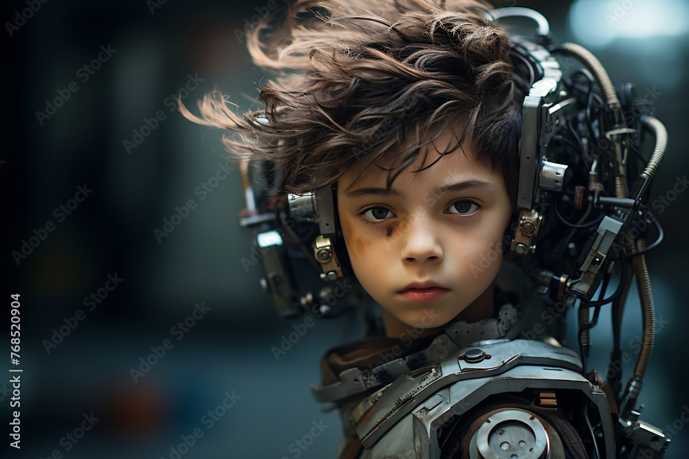 Futuristic Young Girl Wearing Silver Futuristic Attire with Advanced ...