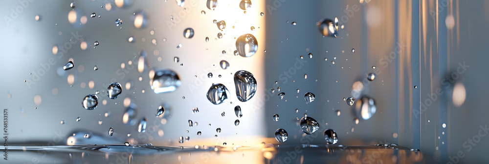 three drops of water falling from a door, in the style of rendered in ...