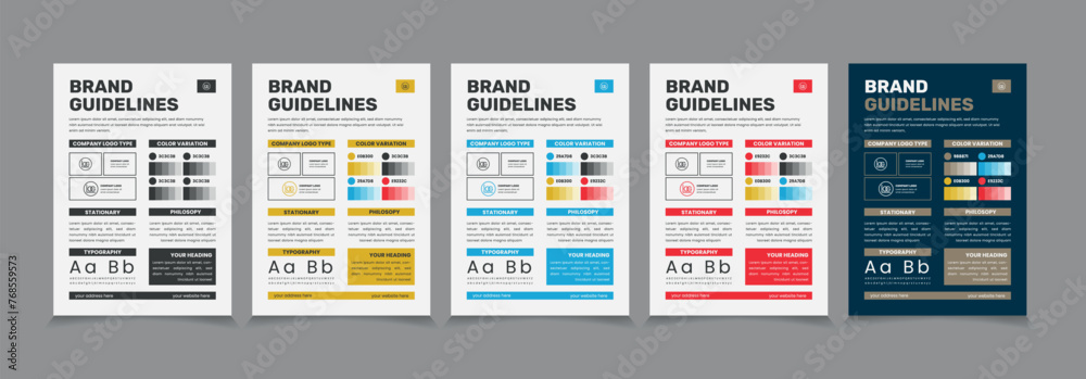 A4 Brand Guidelines Poster Layout Set, Simple style and modern Brand ...