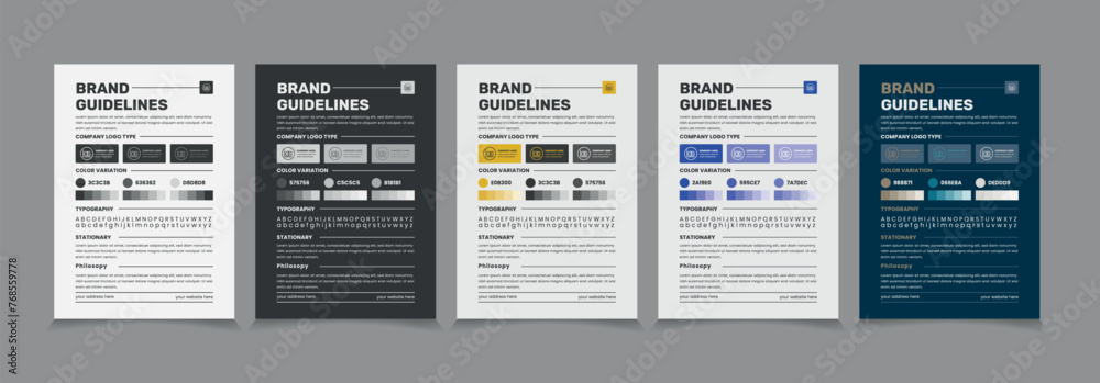 A4 Brand Guidelines Poster Layout Set, Simple style and modern Brand ...
