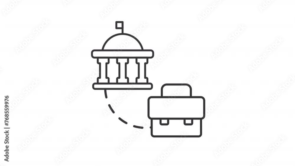 G2B commerce line animation. Government to business animated icon ...