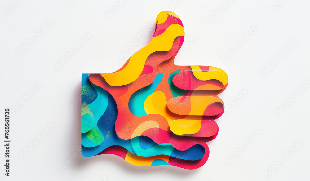 Abstract, thumbs up and creative design in the style of paper for ...