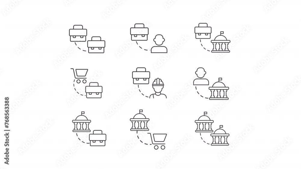 Ecommerce types animation set. Business models animated line icons ...