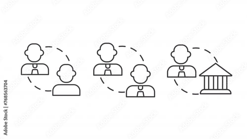 Employee recruitment animation set. Team management animated line icons ...